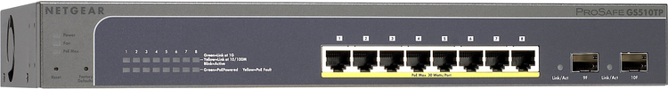 8 Port Netgear GS510TP Gigabit Network Switch with Power over Ethernet ...