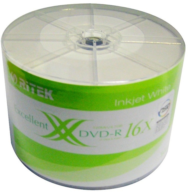 Ritek DVD-R 16x 50pc Pack Printable PN DVD-R50X16-RI | Computer Alliance