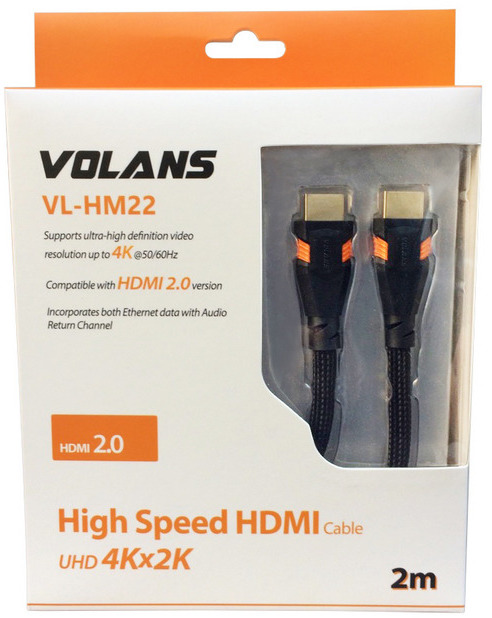 2 Metre Volans VL-HM22 High Speed HDMI Cable with Ethernet Ver 2.0 Male ...