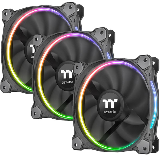 3 x 120mm Thermaltake Riing 12 RGB Premium Fans with Controller PN CL ...