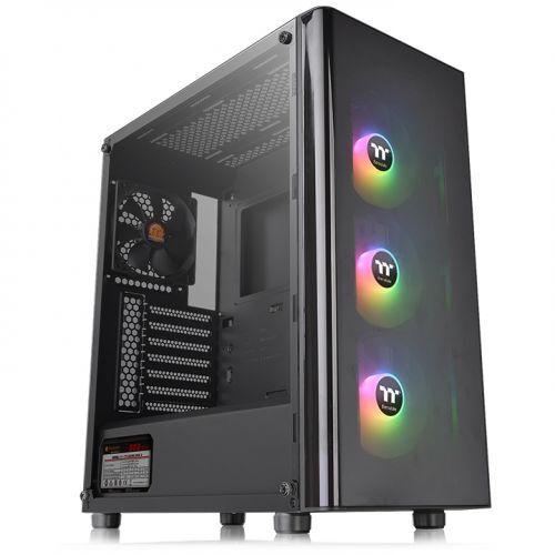 Thermaltake ATX V200 ARGB Mid-Tower Tempered Glass Black Case with 500W ...