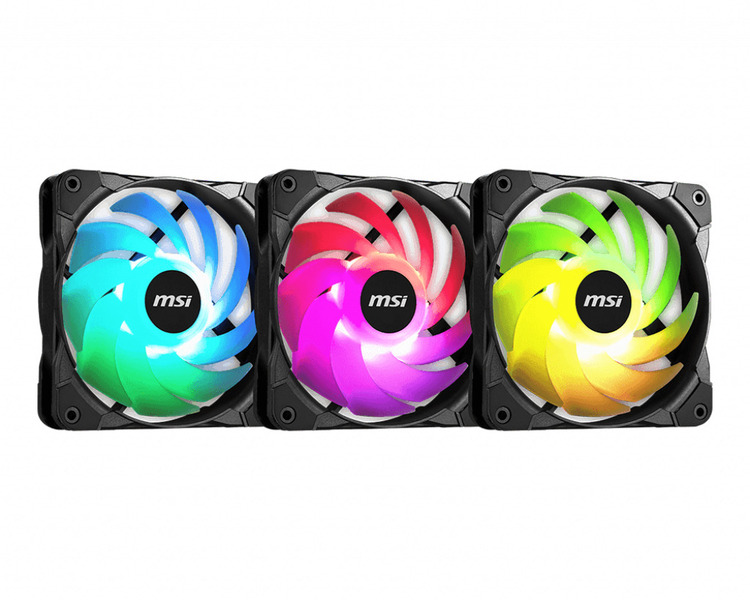3 x 120mm MSI MAG MAX ARGB Case Fans with 1-to-3 splitter FAN-MSI-F12A ...