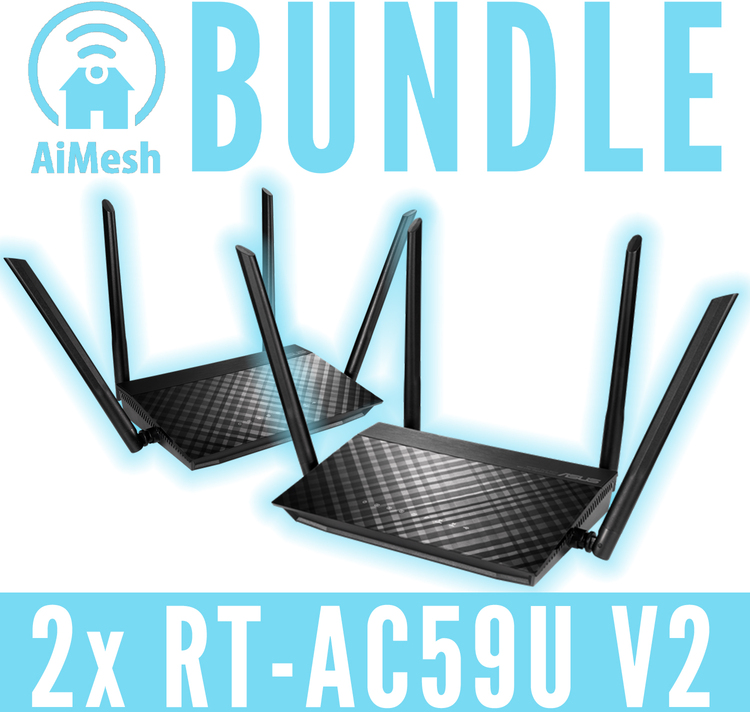 ASUS AiMesh Bundle | 2x RT-AC59U AC1500 Wireless Router Bundle | CA