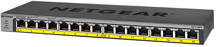 16 Port Netgear GS116PP-100AJS Gigabit PoE+ Network Switch | CA