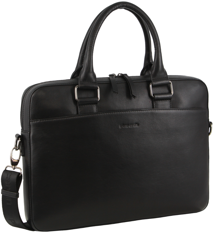 15.6" Pierre Cardin Leather Business Satchel Bag - Black PC 3817 | CA