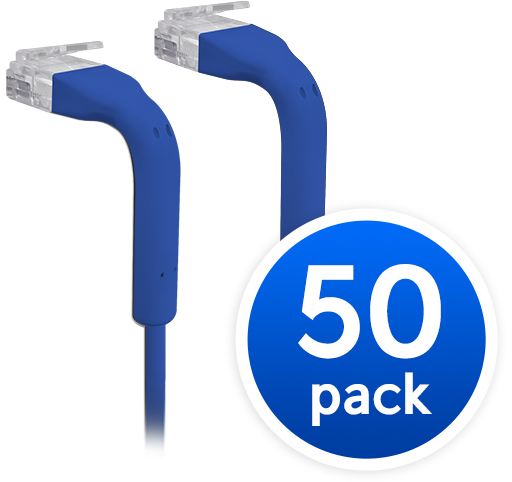 50 Pack - 10cm Ubiquiti Unifi Blue Cat6 Bendable Ultra-Thin Network ...