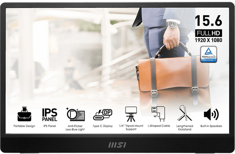 15.6" MSI PRO MP161 E2U FHD IPS Type-C Portable Monitor | CA