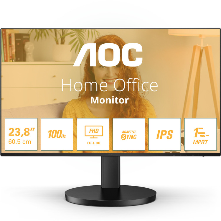 23.8" AOC 24B3HA2 FHD 1ms IPS 100Hz Monitor With Speakers | CA