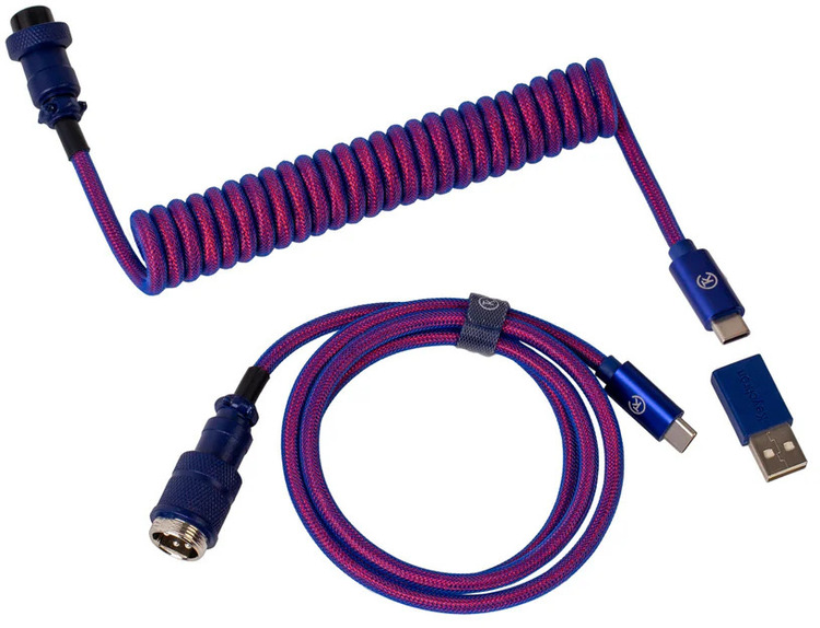 Keychron Premium Coiled Aviator Cable Straight Purple | Computer Alliance