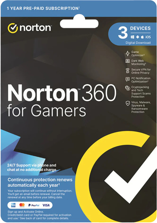 1 Year Norton 360 for Gamer Edition 3 Device | Computer Alliance
