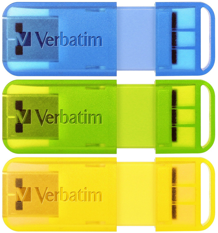 3x32GB Verbatim Pop-Up USB 2.0 Triple Pack Pen Drives Bright | CA