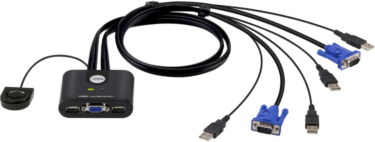 ATEN CS22U 2-Port USB VGA Cable KVM Switch with Remote Port Selector | CA