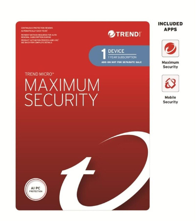 1 Year Trend Micro Maximum Security for 1 Device | Computer Alliance