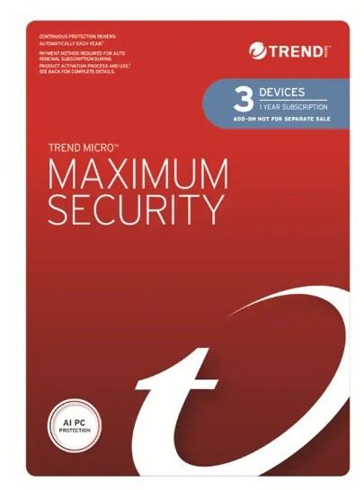 1 Year Trend Micro Maximum Security for 3 Devices | Computer Alliance