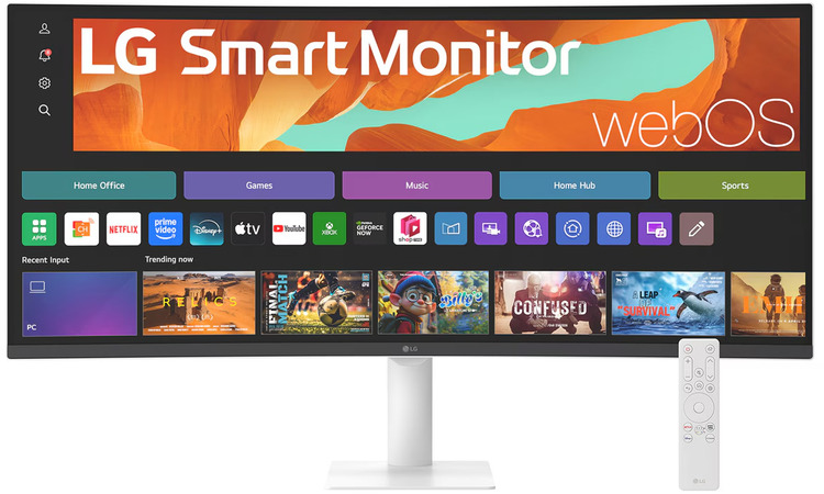 34" LG 34U601SA-W WQHD 100Hz VA Curved Smart Monitor with USB Hub and ...