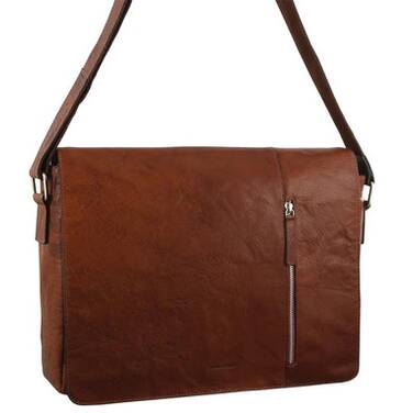 15.6" Pierre Cardin Rustic Leather Laptop Bag - Chestnut PC 2798 | CA