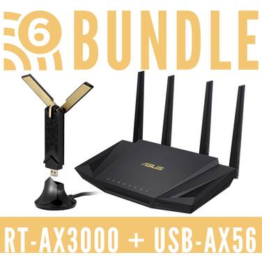 ASUS WiFi 6 Bundle | RT-AX3000 Router + USB-AX56 USB Reciever | CA
