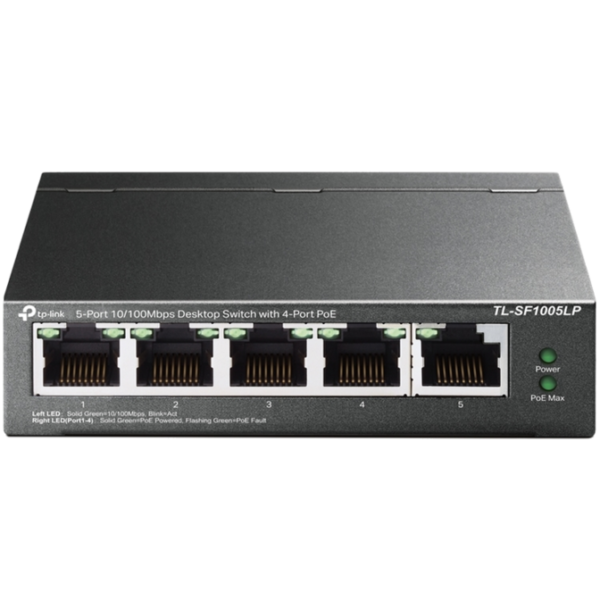 5 Port TP-Link TL-SF1005LP 10/100 Network Switch With 4-Port Power over ...