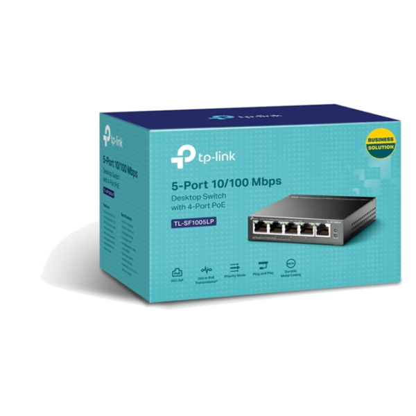 5 Port TP-Link TL-SF1005LP 10/100 Network Switch With 4-Port Power over ...