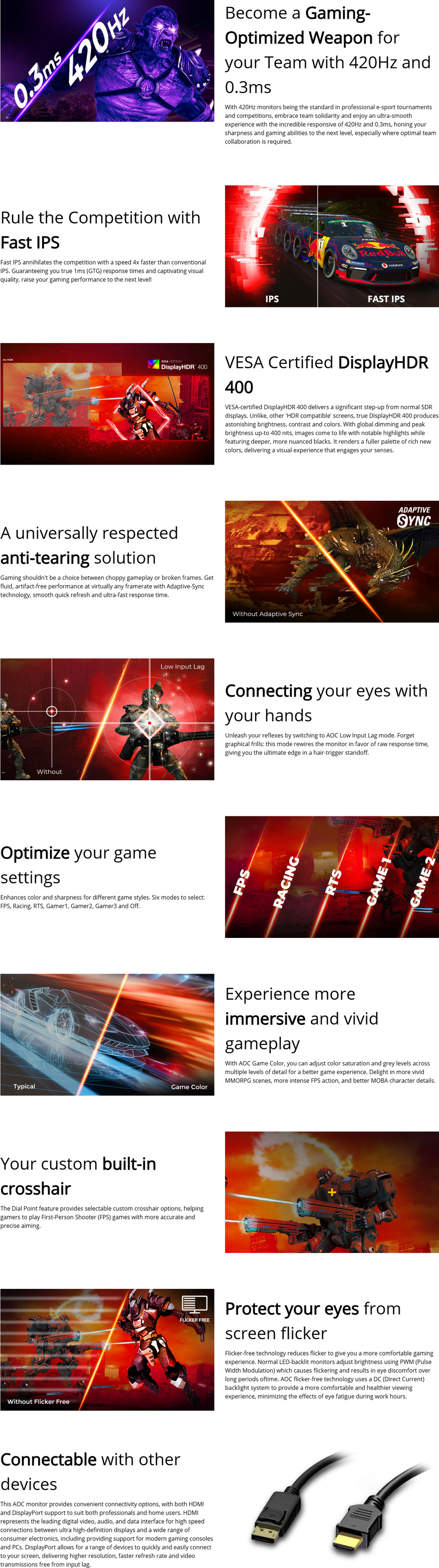 24.5" AOC 25G4K FHD 420Hz IPS Gaming Monitor - Computer Alliance