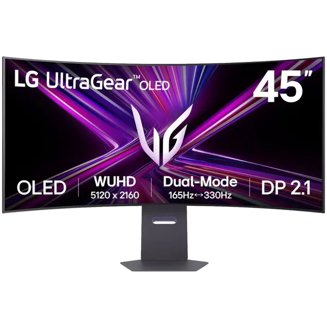45" LG UltraGear OLED Dual-Mode 5K2K/WFHD 165Hz/330Hz Curved Gaming ...