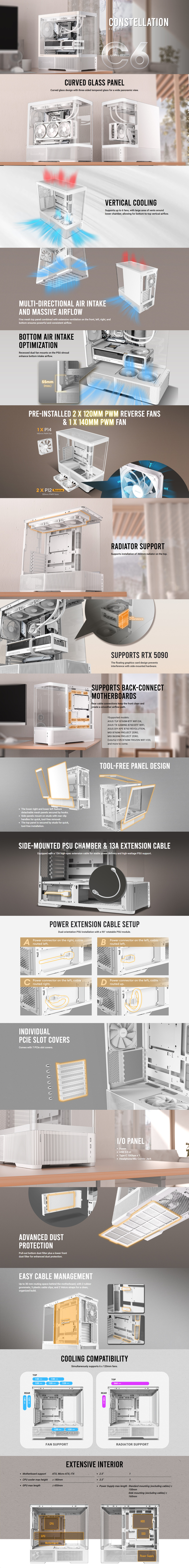 Antec C6 CURVE AIR Mid Tower ATX Case White - Computer Alliance